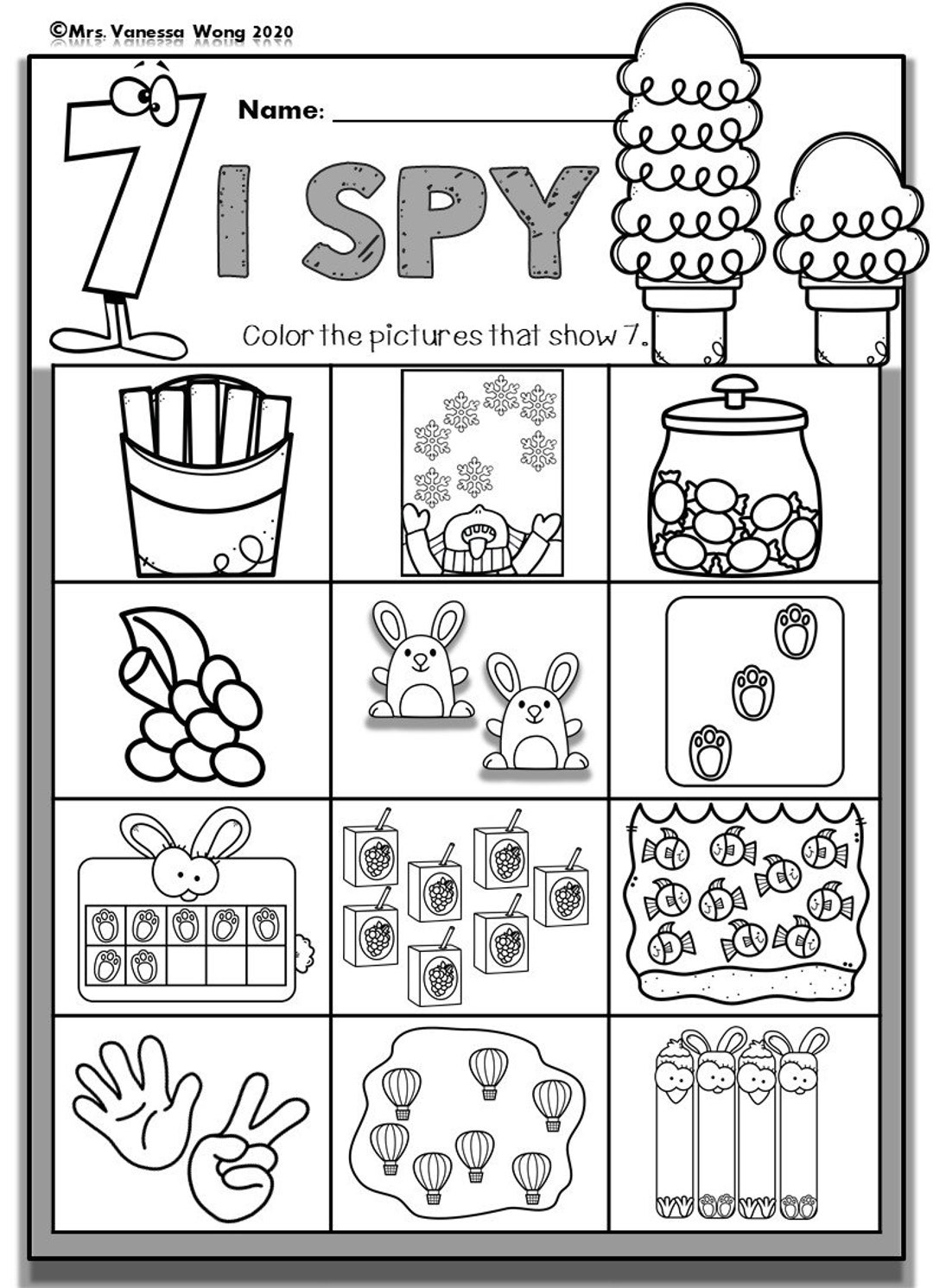 Kindergarten Math Worksheet: Numbers 1-10 I Spy (PDF Pattern) - Etsy