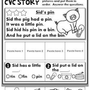 Phonics CVC Short Vowels Story Sequence for Kindergarten and - Etsy ...