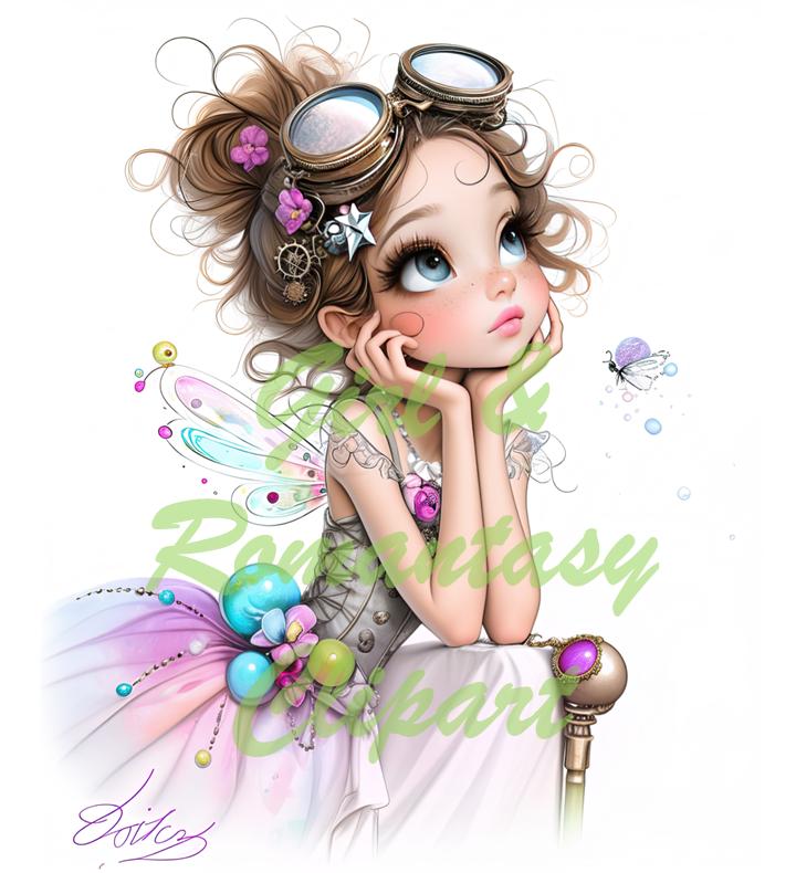 Whimsical Girl Clipart: Watercolor Romantasy Art (digital Download, 24 ...