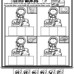 Phonics Worksheets CVC Build the Words Winter Theme. Prek Kindergarten ...