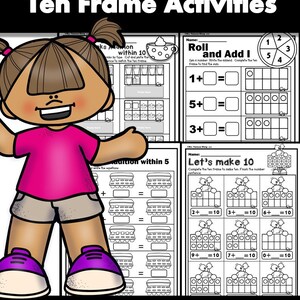 Kindergarten Math Worksheets. Ten Frame Addition. Distance Learning - Etsy