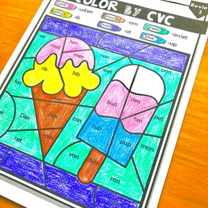 Phonics Worksheets-cvc Color by Code Bundle. Prek Kindergarten 1st ...