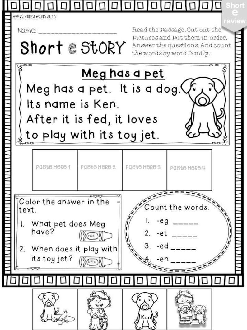 Phonics Short Vowel Activities and Worksheets Short E - Etsy