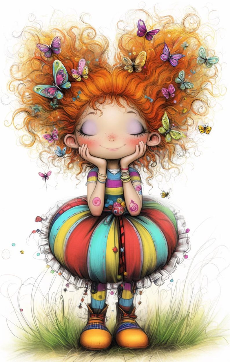 Whimsical Girl Clipart: Watercolor Fantasy PNG Jpgs (digital Download ...