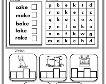 Phonics Worksheets Cvce Long Vowels-read Write & Color(kindergarten ...