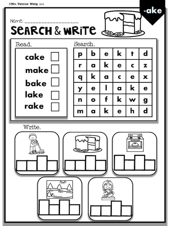 Phonics CVCE Long Vowels Search & Write Kindergarten/First | Etsy