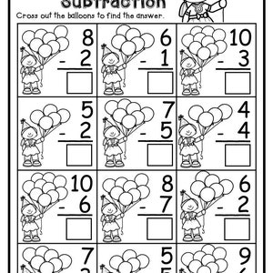 Kindergarten Math Worksheets. Picture Subtraction. Distance Learning ...