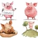 Funny Pig Watercolor Clipart Bundle: Quirky Farm Animals (PNG ...