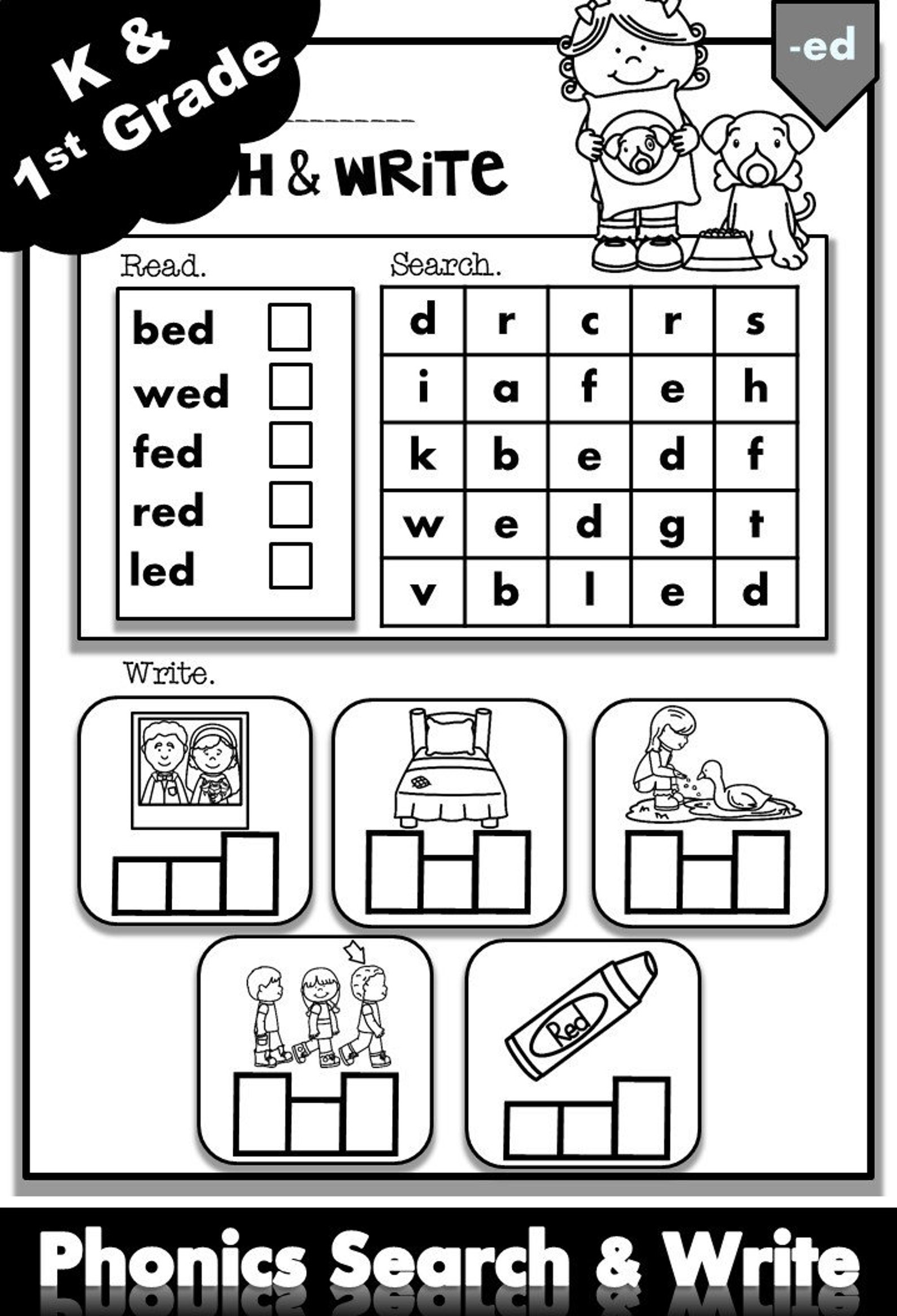 Phonics Worksheets CVC Short Vowels -search & Write (kindergarten/first ...