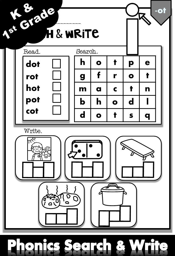 Phonics Worksheets CVC Short Vowels -search & Write (kindergarten/first ...