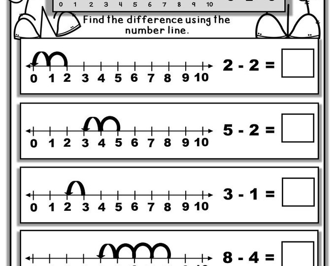 Kindergarten Math Worksheets: Number Line Addition (PDF) - Etsy Canada