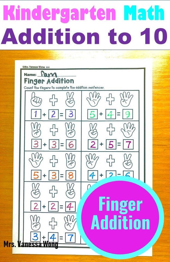 Kindergarten Math Worksheets Picture Addition Distance Learning