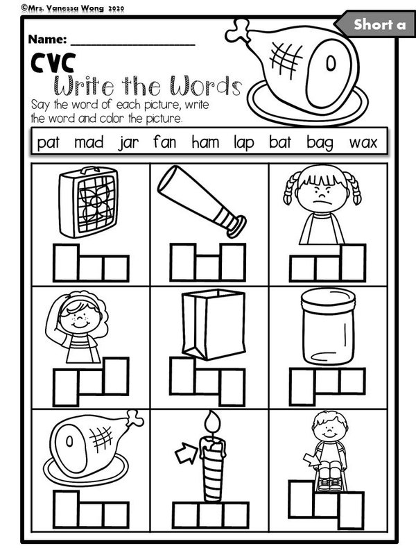 Phonics Worksheets My First CVC Sentences for Kindergarten and First ...