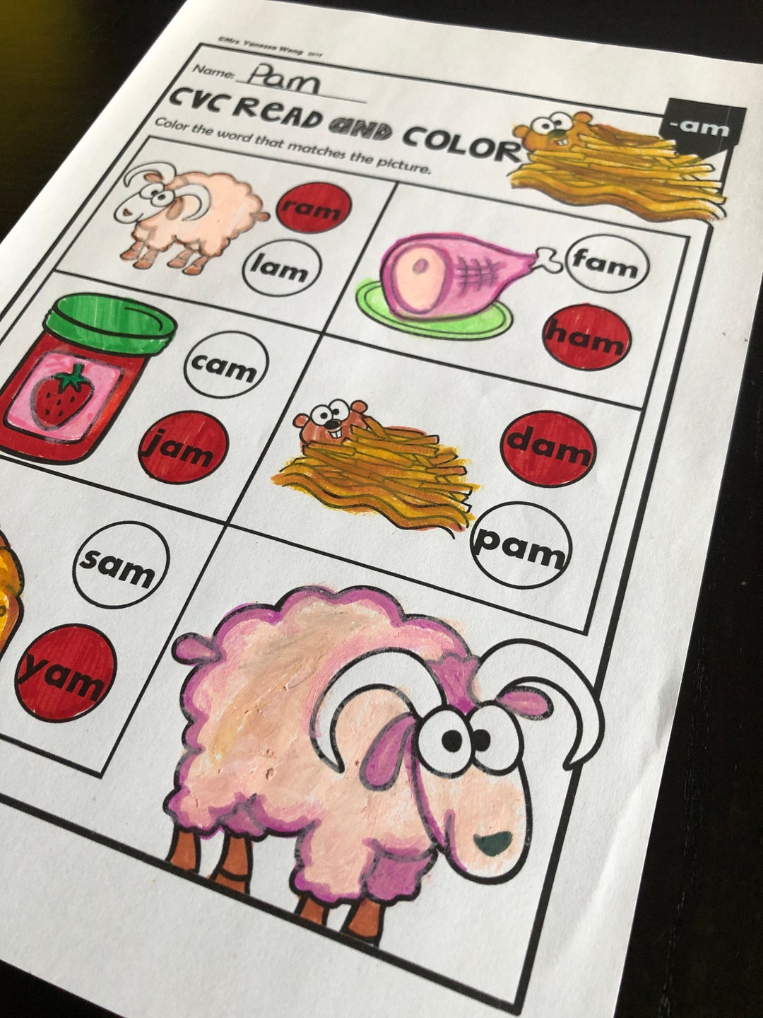 Phonics Worksheets-cvc Read and Color. Prek/kindergarten/1st Grade - Etsy