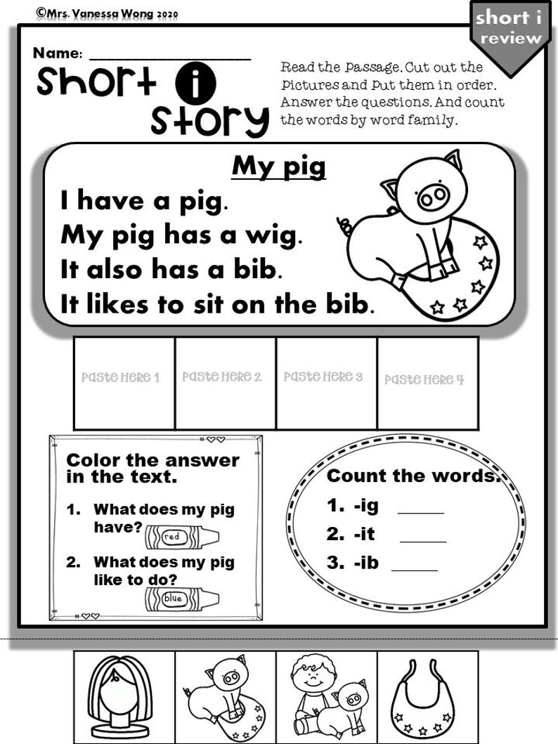 Phonics Short Vowel Activities and Worksheets Short I - Etsy