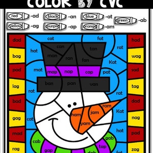 Phonics Worksheets-cvc Color by Code Bundle. Prek Kindergarten 1st ...
