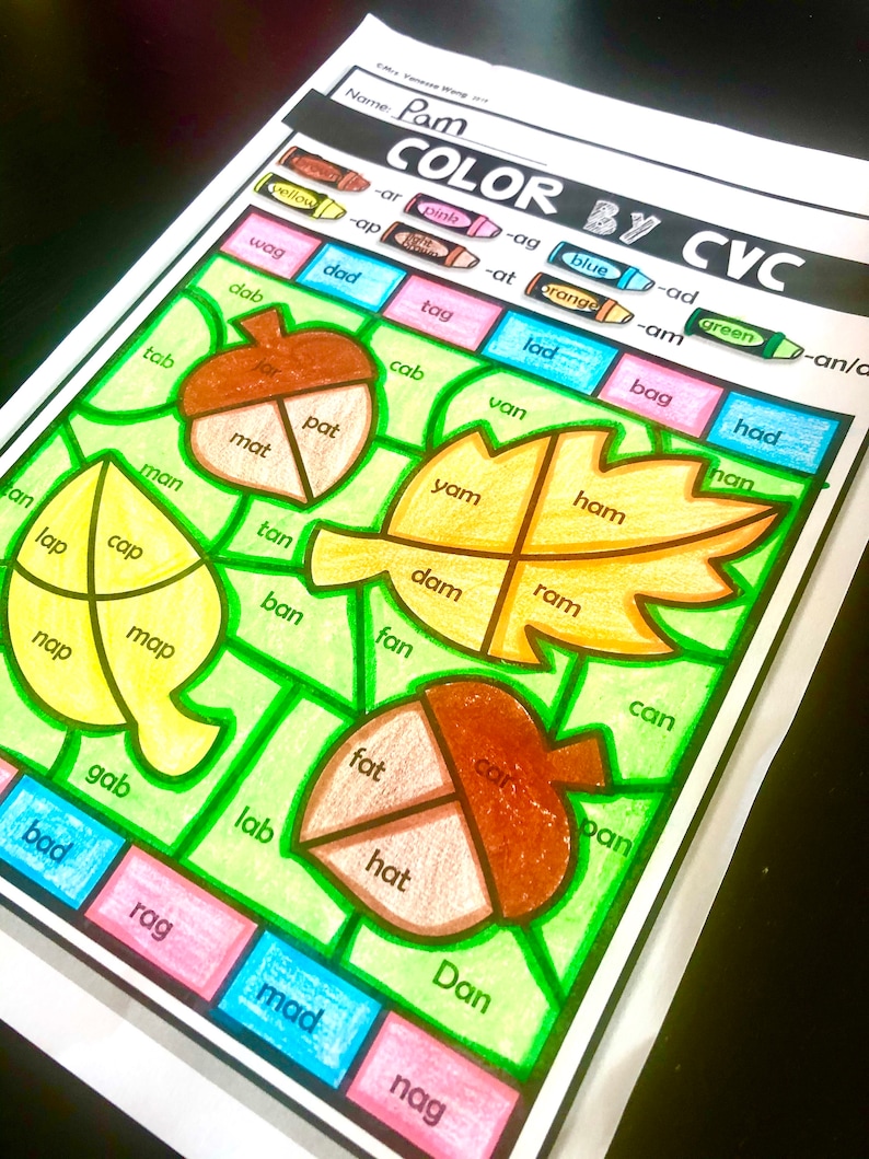 Phonics Worksheets-cvc Color by Code Bundle. Prek Kindergarten - Etsy ...