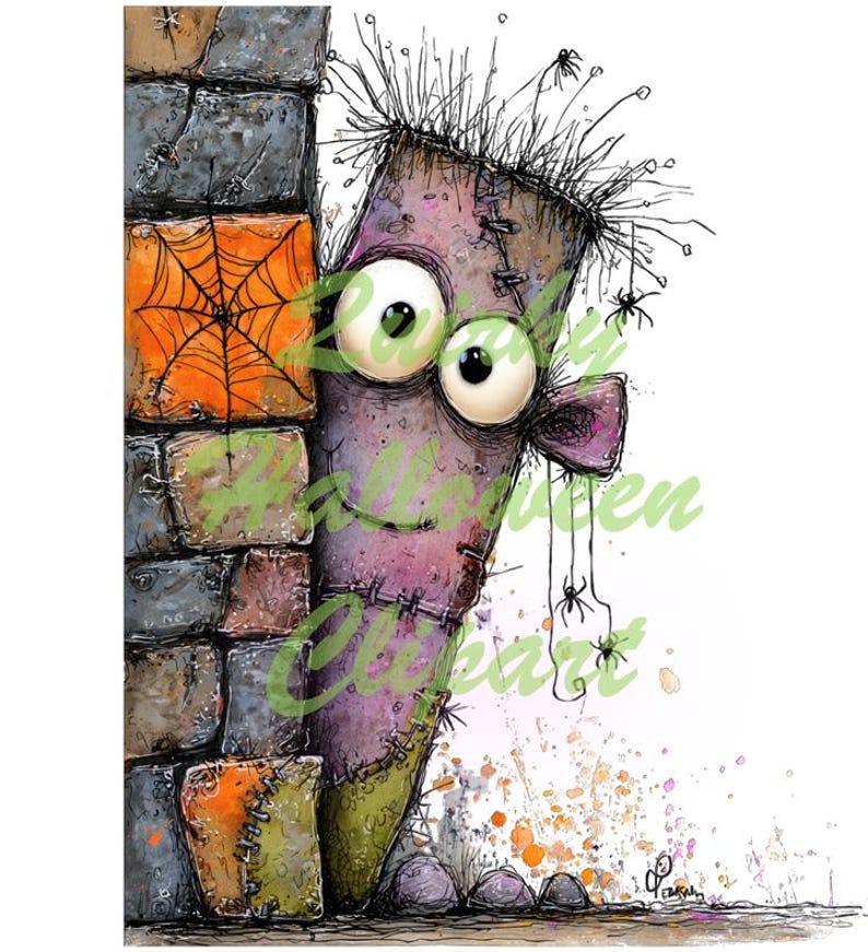 Funny Halloween Clipart Bundle: Peeking Ghosts & Monsters (PNG ...
