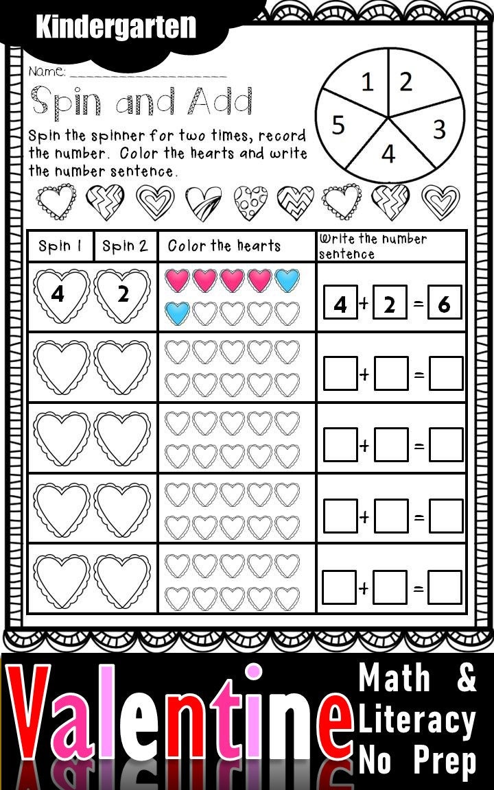 Valentine's Day Activities for Kindergarten Math and Literacy No Prep ...