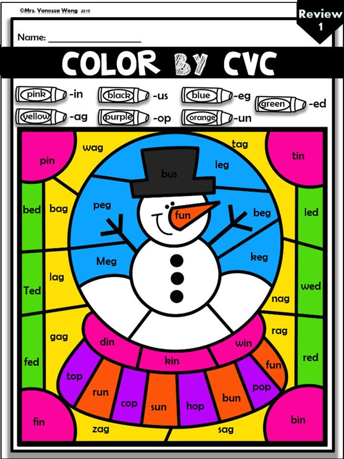 Phonics Worksheets-cvc Color by Code Bundle. Prek Kindergarten - Etsy ...