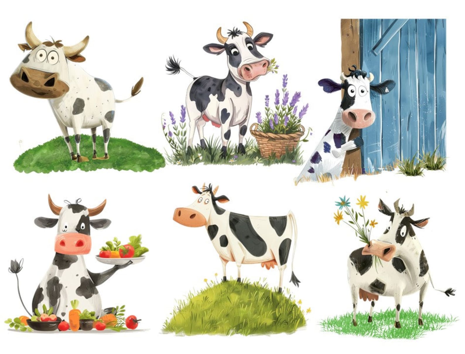 Funny Cow Clipart Bundle | Quirky Cow Clipart Bundle | Silly Cow ...
