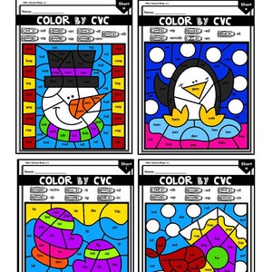Phonics Worksheets-cvc Color by Code. Winter Theme. Prek/kindergarten ...