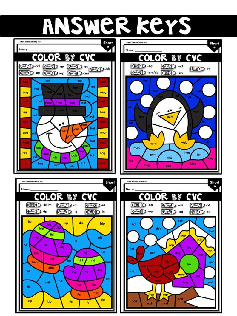 Phonics Worksheets-cvc Color by Code. Winter Theme. - Etsy