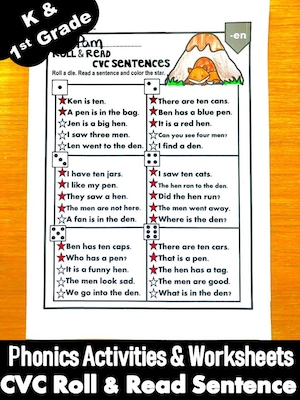 Phonics CVC Short Vowels Story Sequence for Kindergarten and First ...