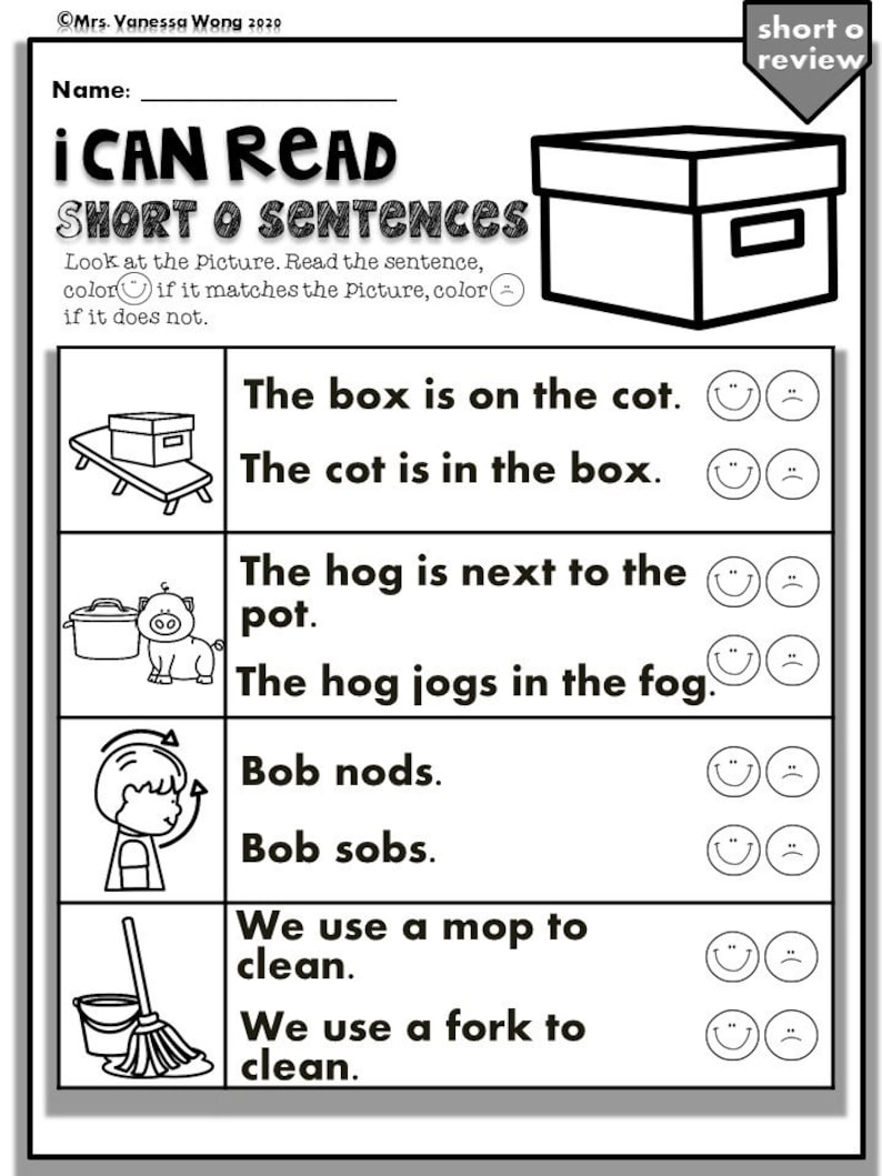 Phonics Short Vowel Activities and Worksheets Short O - Etsy