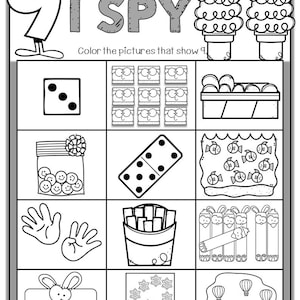 Kindergarten Math Worksheet: Numbers 1-10 I Spy (PDF Pattern) - Etsy