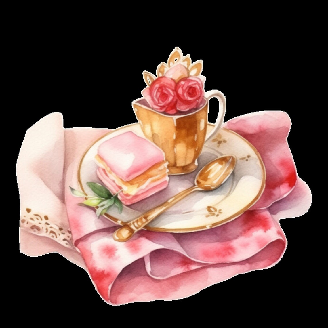 Watercolor Tea Party Clipart for Commercial Use, Junk Journal Clipart ...