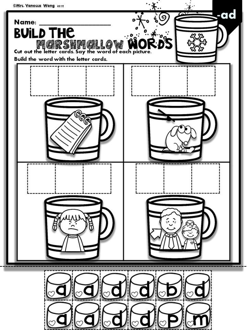 Phonics Worksheets CVC Build the Words Winter Theme. Prek - Etsy