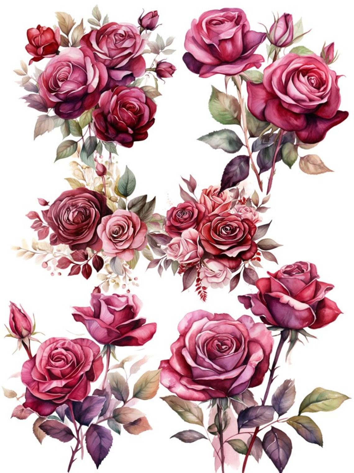 Rose Clipart, Flower Clipart, Digital Paper Craft, Card Making, for ...