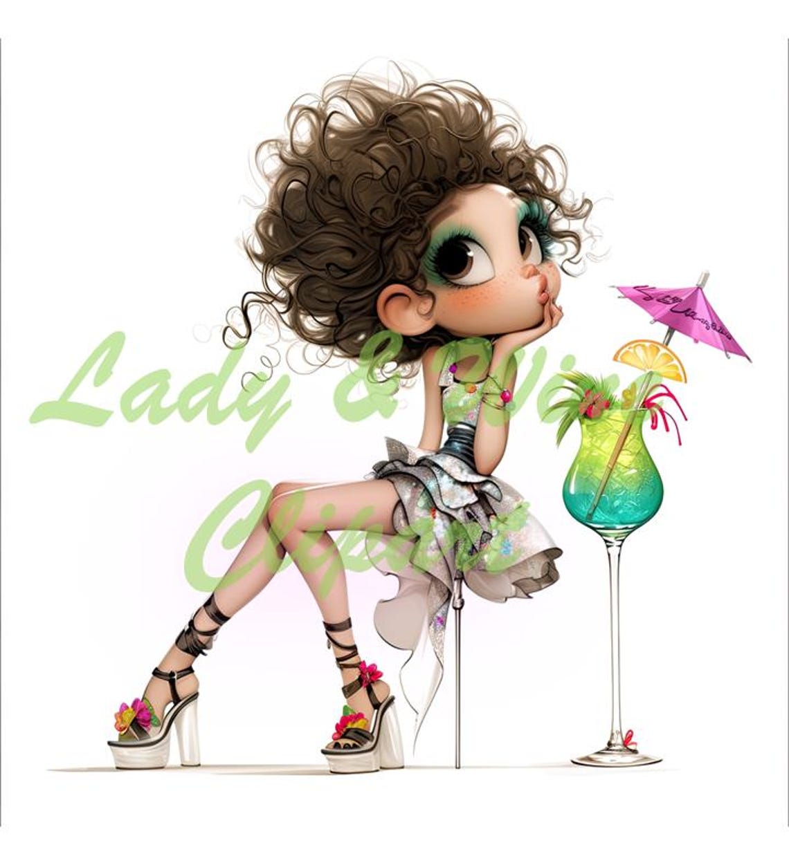 Whimsical Girl Clipart: Watercolor Fashion Illustration (digital ...