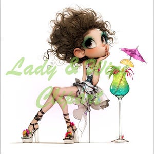 Whimsical Girl Clipart: Watercolor Fashion Illustration (digital ...