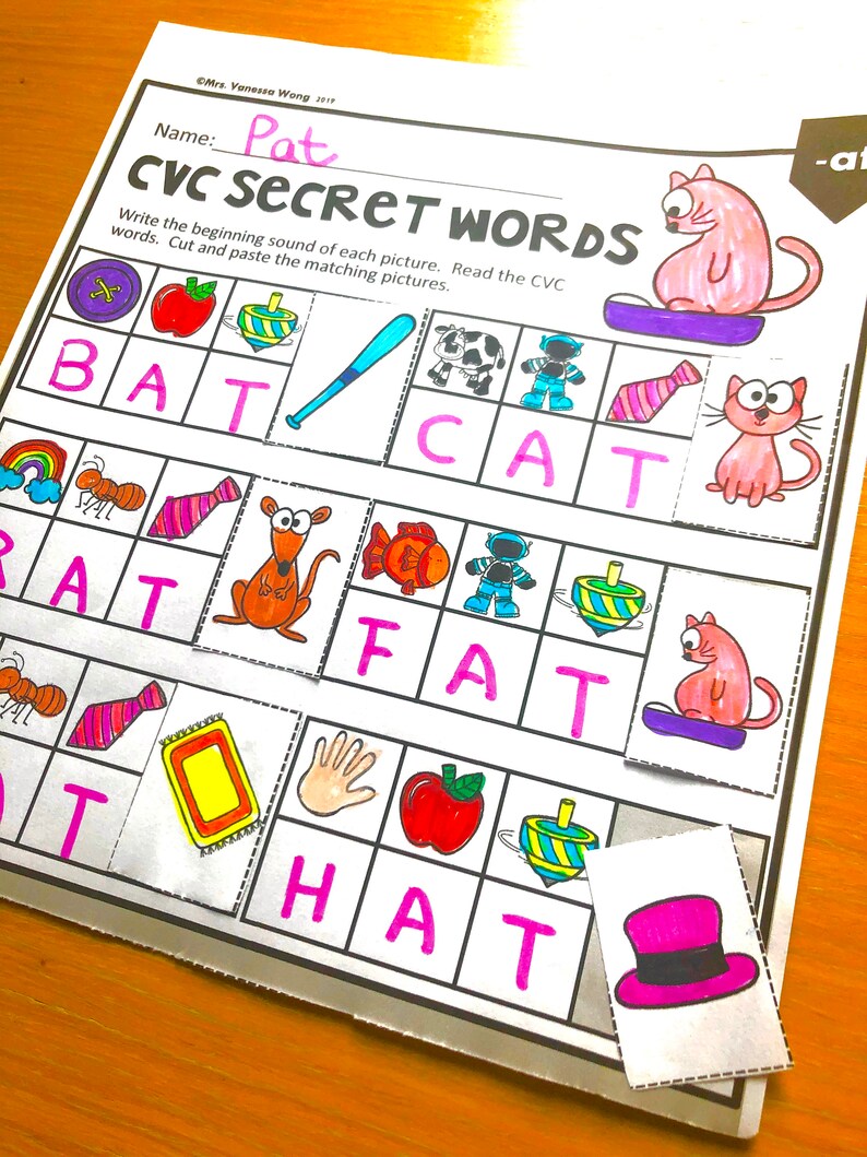 Phonics Worksheets -CVC Secret Words (kindergarten/first Grade) - Etsy