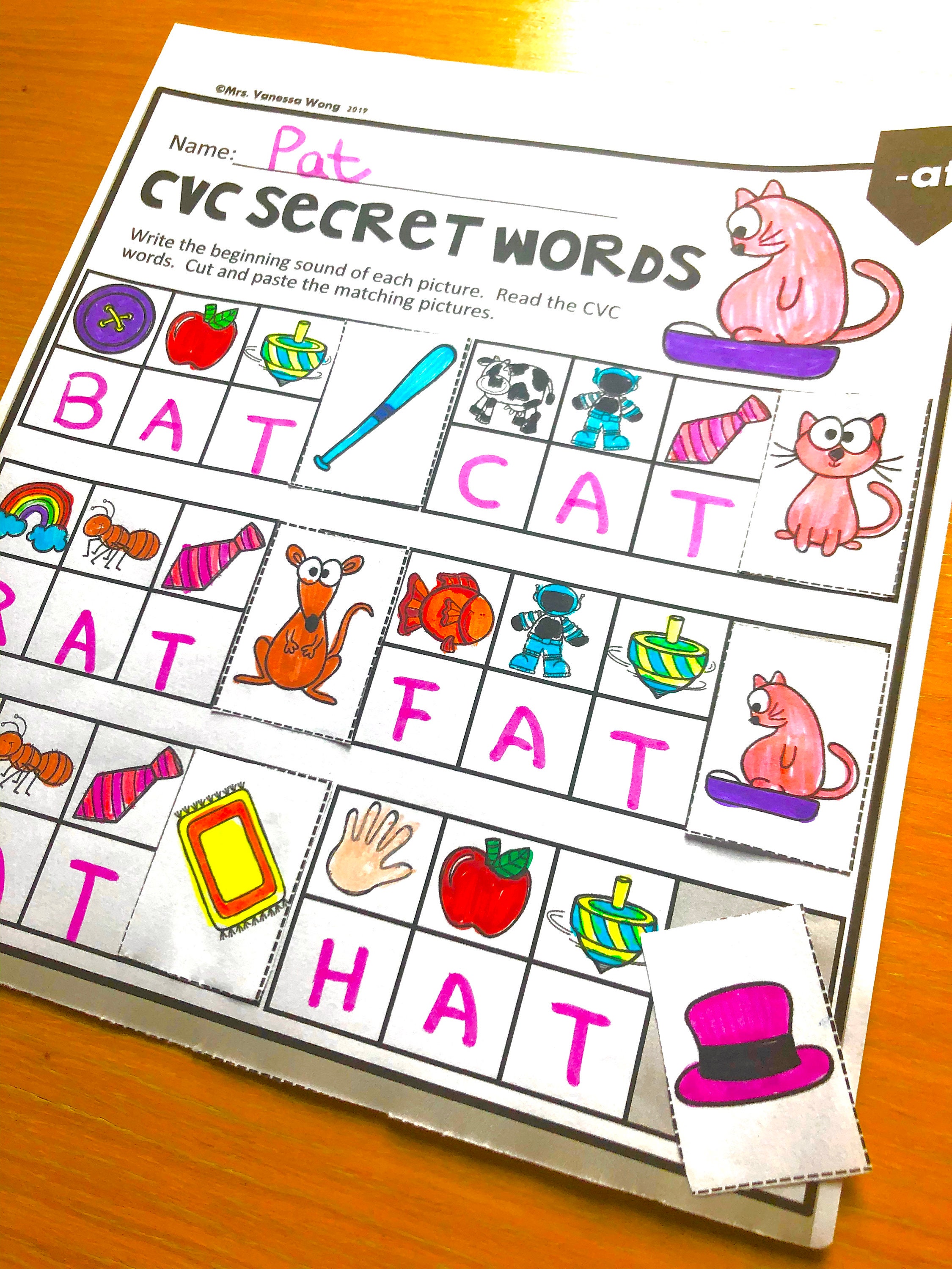 Phonics Worksheets -CVC Secret Words (kindergarten/first Grade) - Etsy