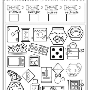 Math Worksheets 2D Shapes Activities and Worksheets for Kindergarten. I ...