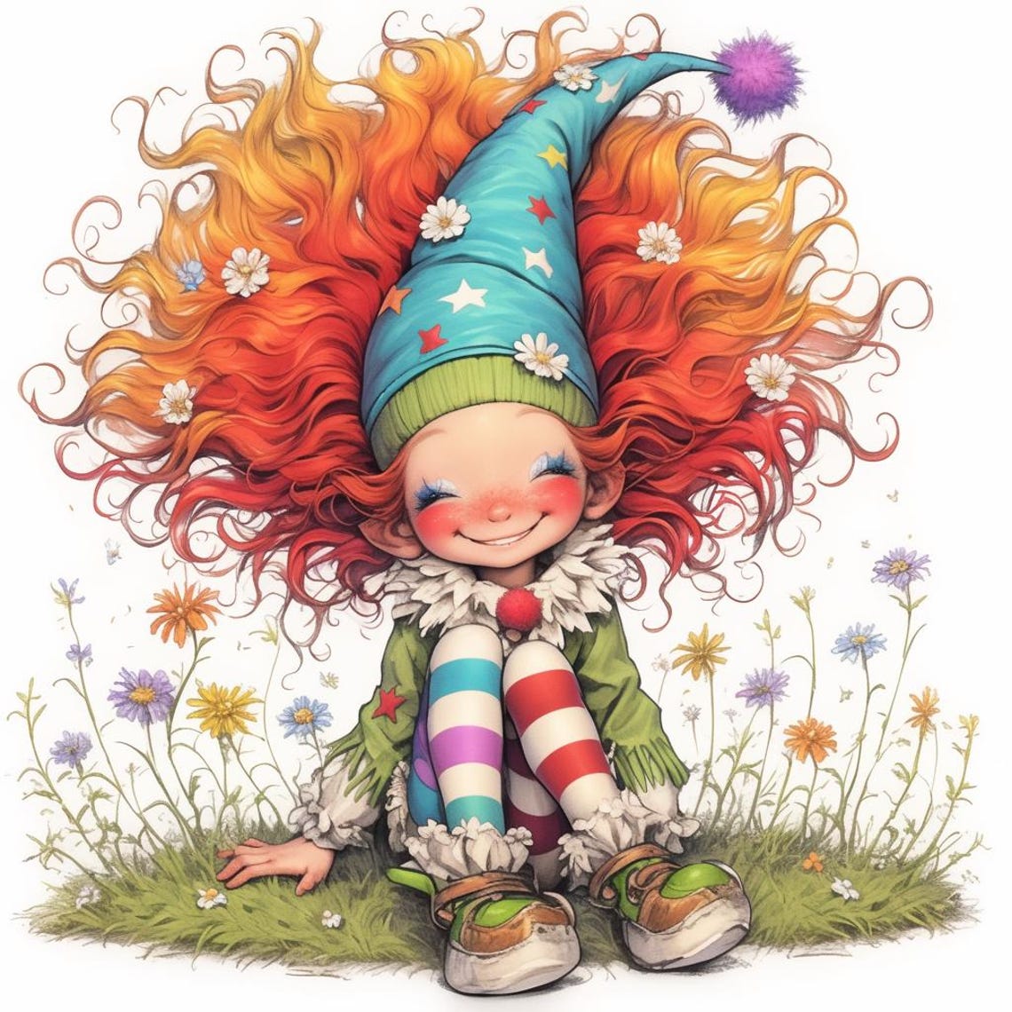 Whimsical Girl Clipart: Watercolor Fantasy PNG Jpgs (digital Download ...