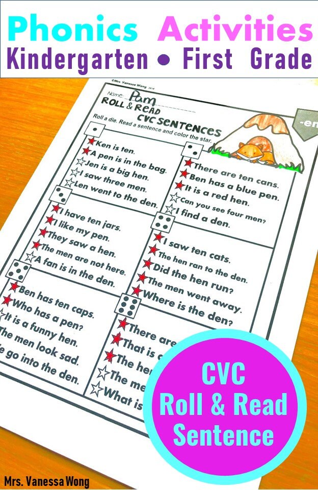 Phonics Printables Set 1 : CVC Fluency Bundle - Preschool/kindergarten ...