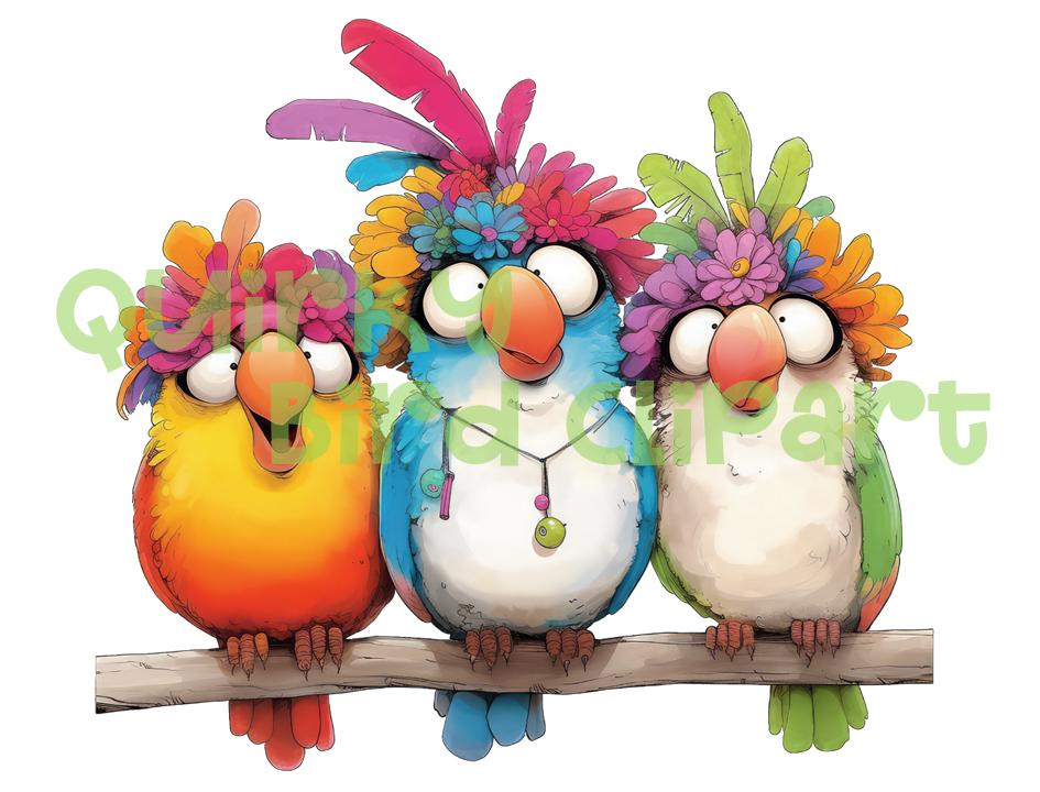 Watercolor Funny Bird Clipart: Quirky Animal PNG Set (digital Download ...