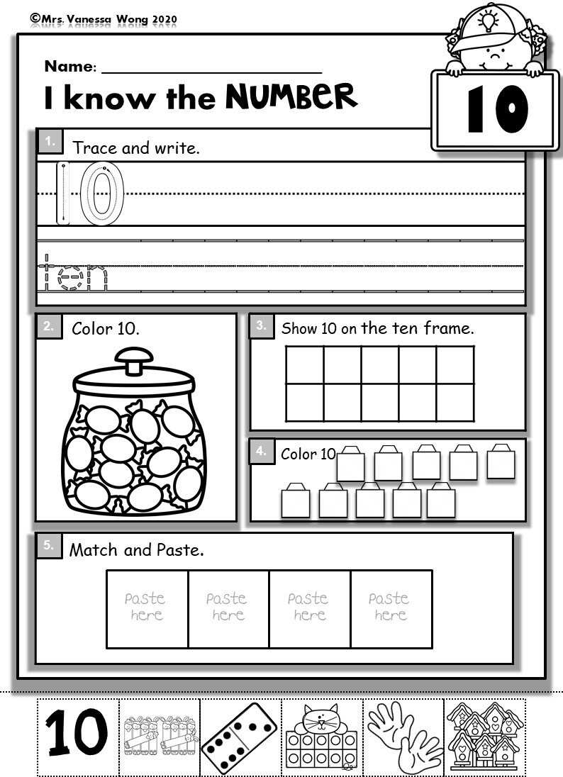 Kindergarten Math Worksheets, Numbers 1-10 I Know the Number ...