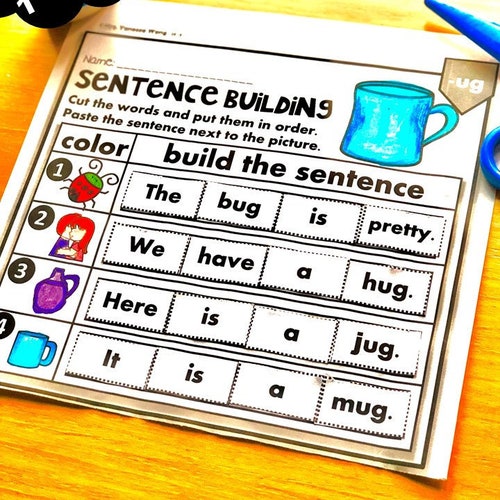 Phonics Worksheets CVC Short Vowels sentence Building - Etsy
