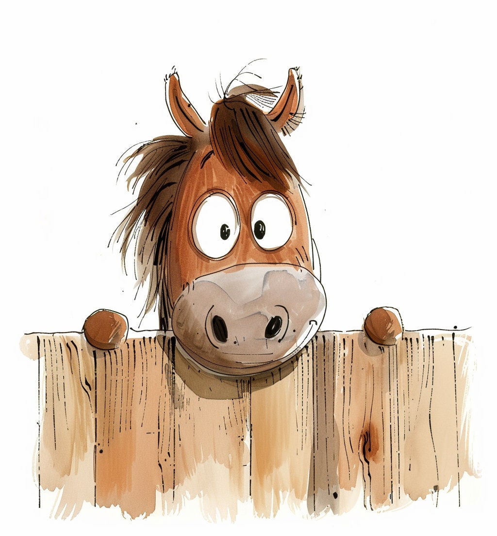 Cute Quirky Horse Clipart PNG Funny Farm Animals Clipart Commerical Use ...