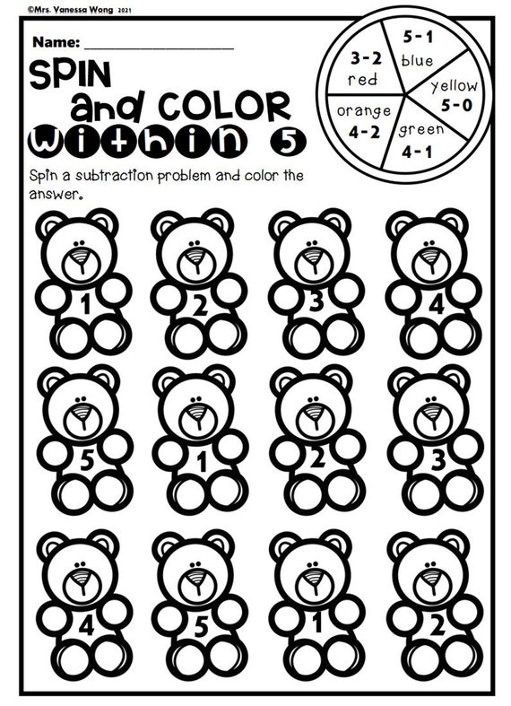 Free Kindergarten Math Worksheets Subtraction FREE Printable