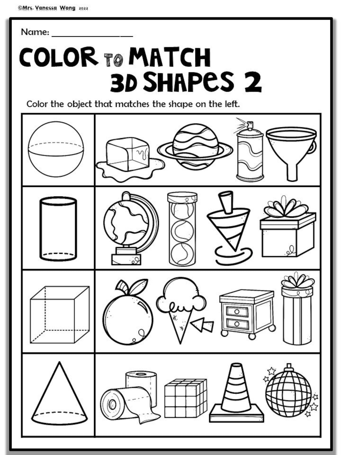 2D & 3D Shapes Worksheets: Kindergarten Math Activities - Etsy