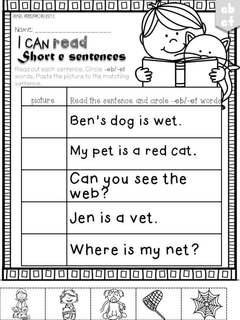 Phonics Short Vowel Activities and Worksheets Short E - Etsy