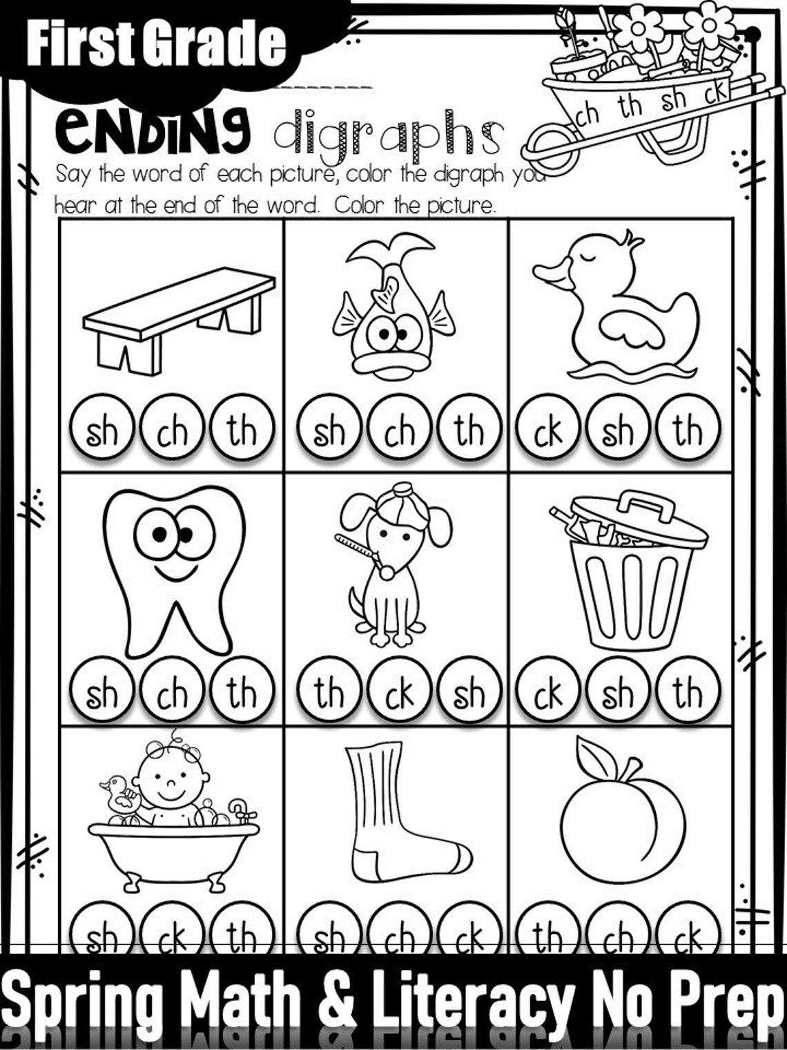 Spring Math and Literacy No Prep Printables First Grade - Etsy