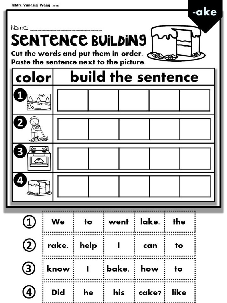 Phonics CVCE Long Vowels sentence Building - Etsy
