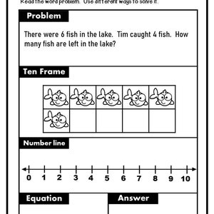 Kindergarten Math Worksheets. Subtraction Word Problems. Distance ...